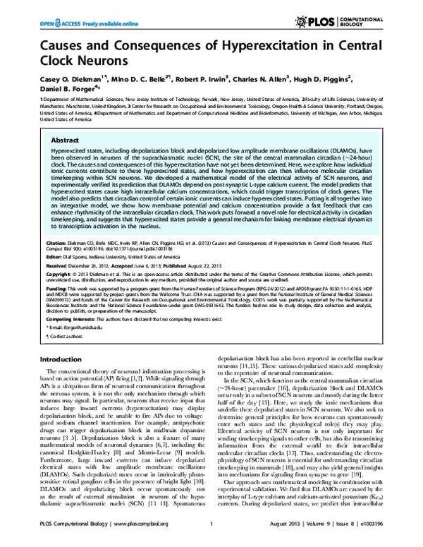 (PDF) Causes and Consequences of Hyperexcitation in Central Clock Neurons