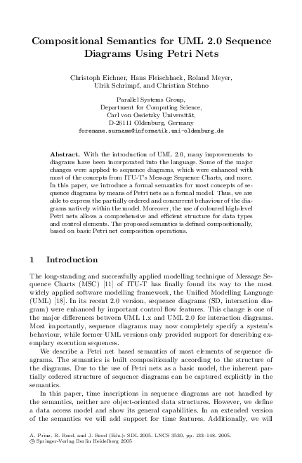 (PDF) Compositional Semantics for UML 2.0 Sequence Diagrams Using Petri Nets