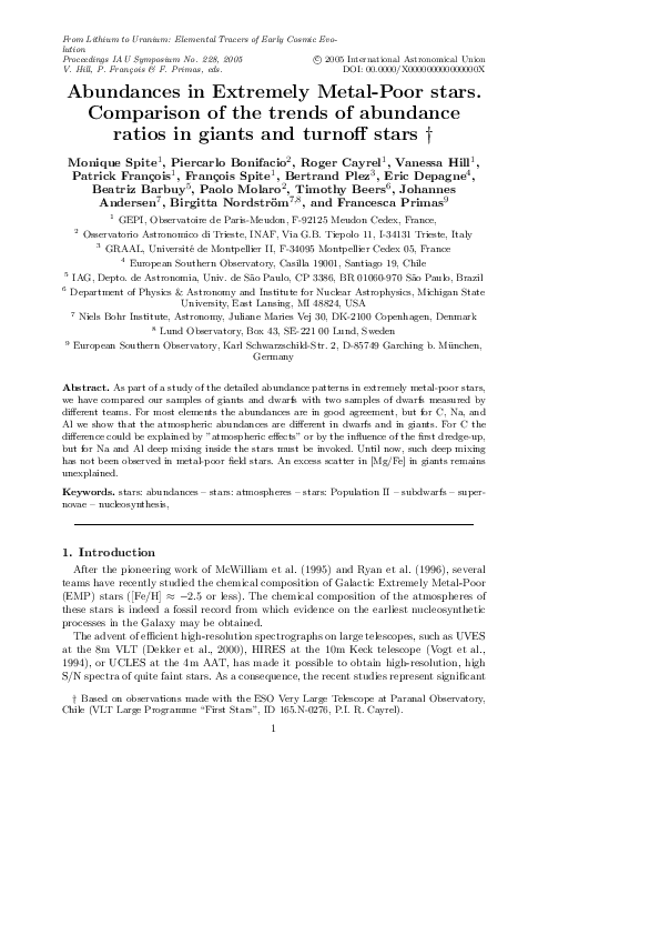 (PDF) Abundances in extremely metal-poor stars. Comparison of the ...