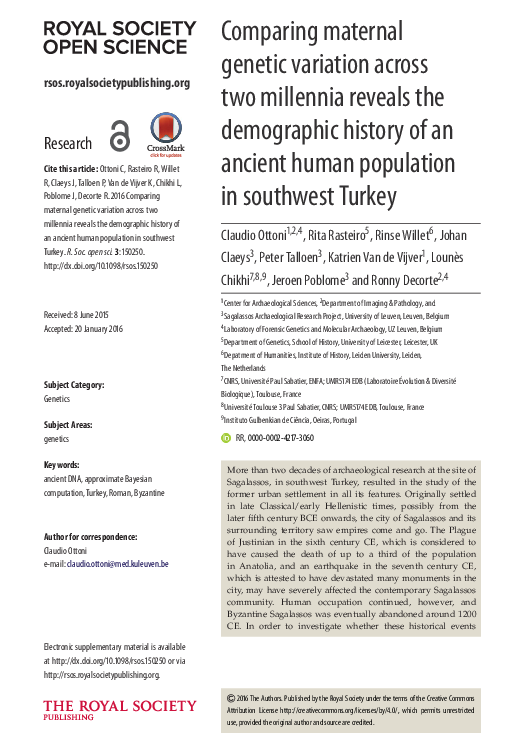 Pdf Comparing Maternal Genetic Variation Across Two Millennia Reveals The Demographic History