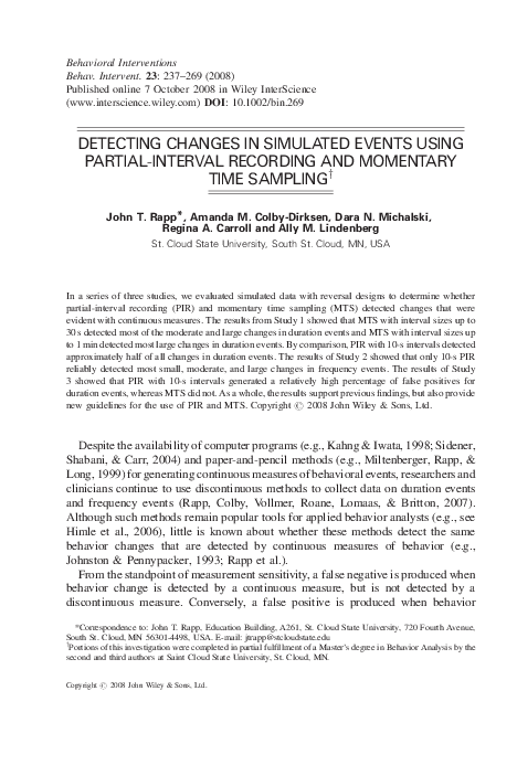 (PDF) Detecting changes in simulated events using partial-interval ...