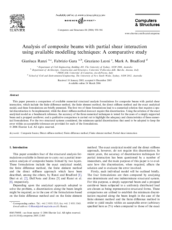 (PDF) Time analysis of composite beams with partial interaction using available modelling ...