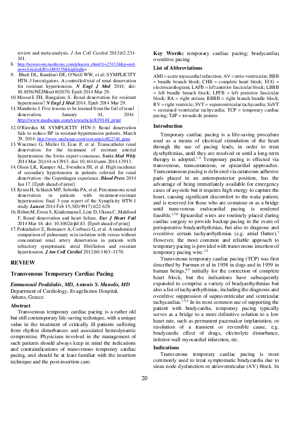 (PDF) Transvenous Temporary Cardiac Pacing
