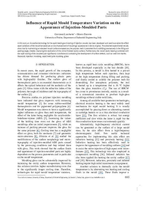 (PDF) Mould Temperature Effects on Injection Parts