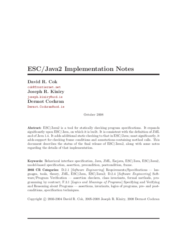 Pdf Esc Java2 Implementation Notes