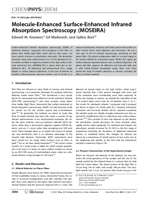 (PDF) Molecule-Enhanced Surface-Enhanced Infrared Absorption ...