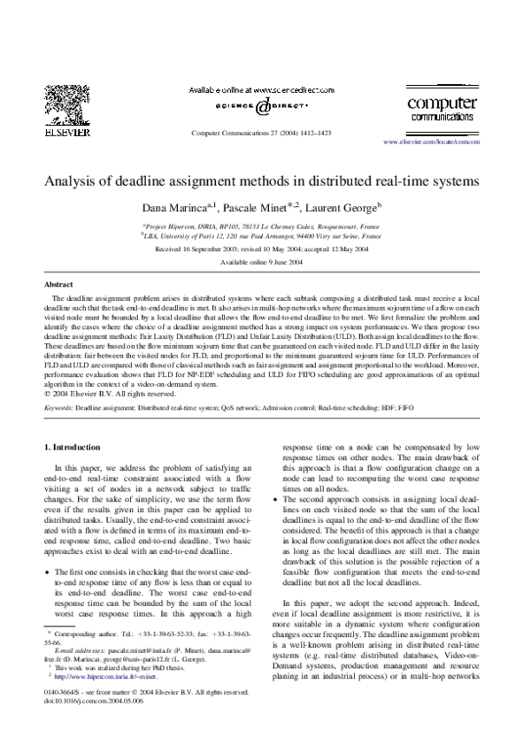(PDF) Analysis of deadline assignment methods in distributed real-time systems