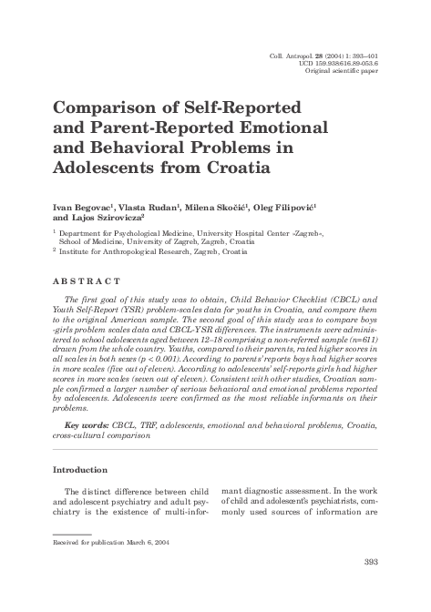 (PDF) Comparison of self-reported and parent-reported emotional and ...