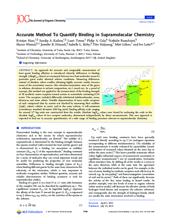 Pdf Accurate Method To Quantify Binding In Supramolecular Chemistry
