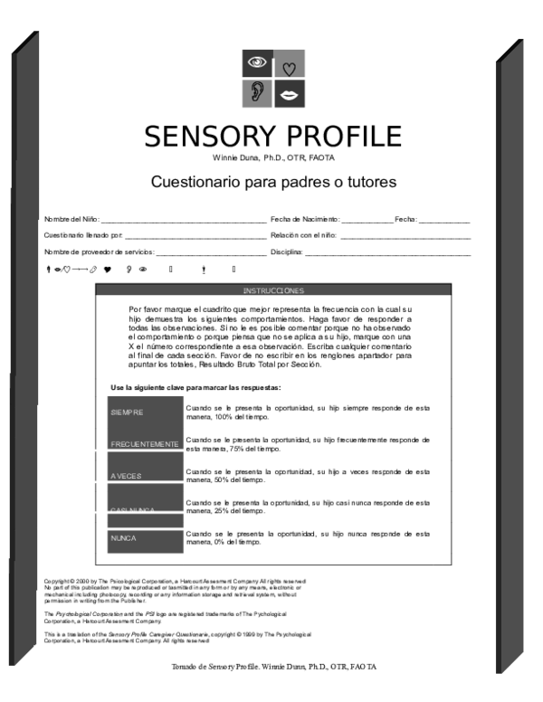 (DOC) SENSORY PROFILE