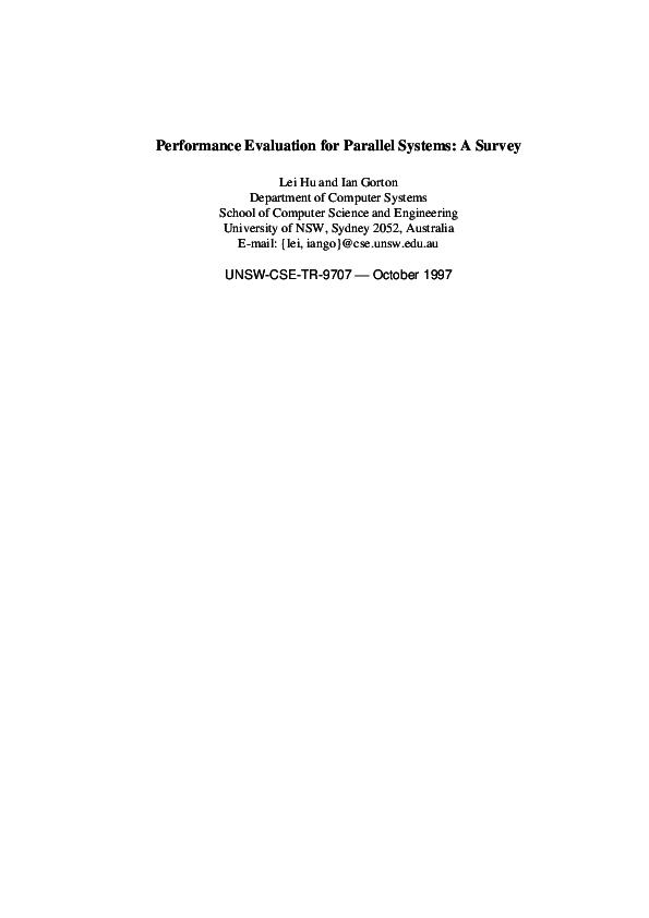 (PDF) Performance Evaluation for Parallel Systems: A Survey
