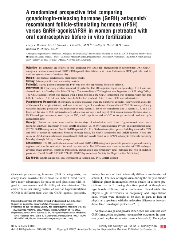 (PDF) Estradiol Valerate Pretreatment in Short Protocol GnRH-Agonist Cycles versus Combined ...