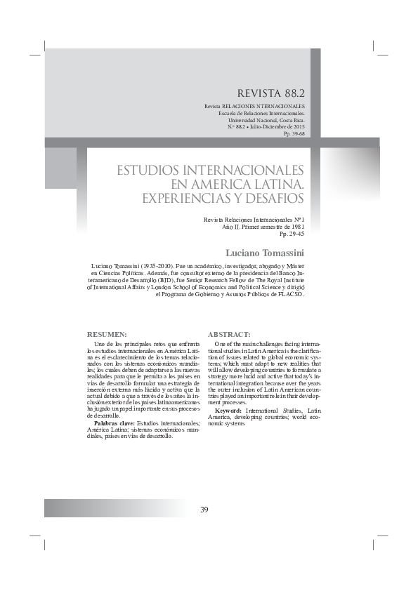 (PDF) Estudios internacionales en America Latina. Experiencias y desafíos.