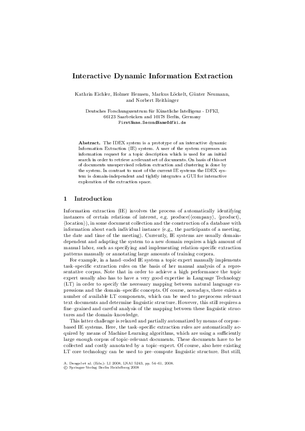 (PDF) Interactive Dynamic Information Extraction