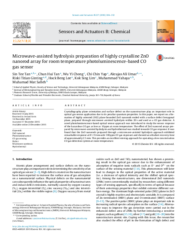 (PDF) Microwave-assisted hydrolysis preparation of highly crystalline ZnO nanorod array for room ...