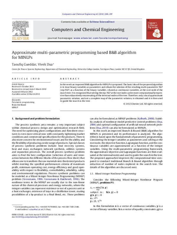 Pdf Approximate Multi Parametric Programming Based Bandb Algorithm For 2208
