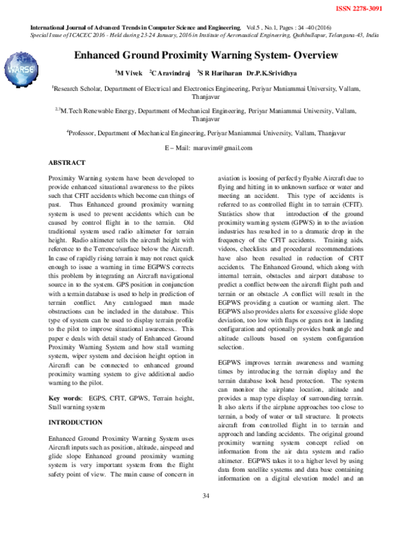 (PDF) Enhanced Ground Proximity Warning System-Overview