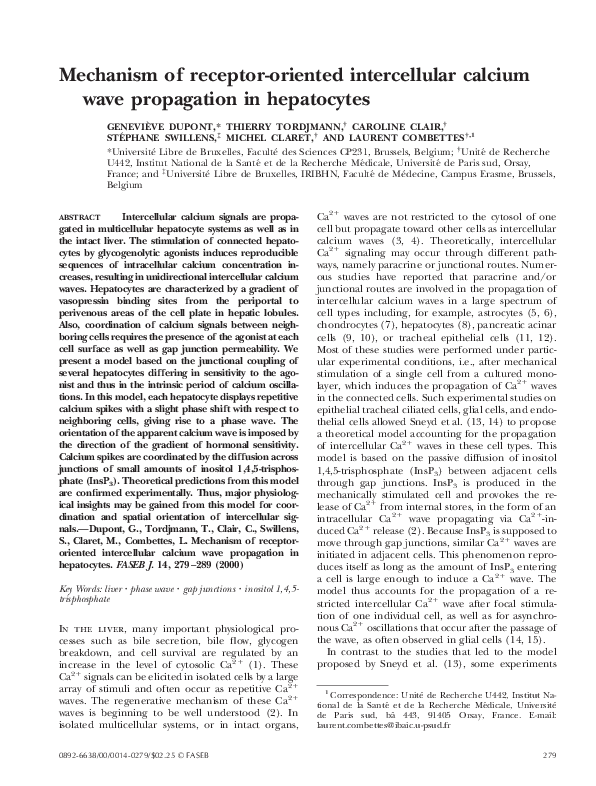 (PDF) Mechanism of receptor-oriented intercellular calcium wave ...