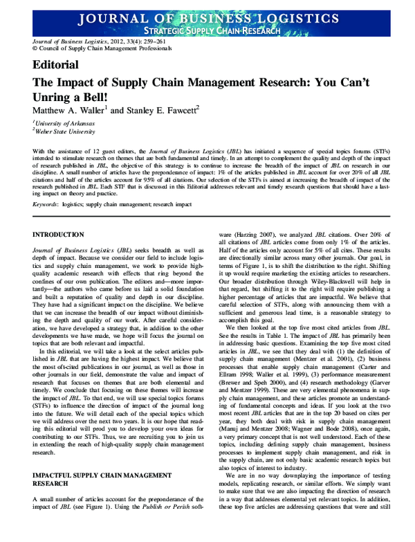 (PDF) The Impact of Supply Chain Management Research: You Can't Unring ...