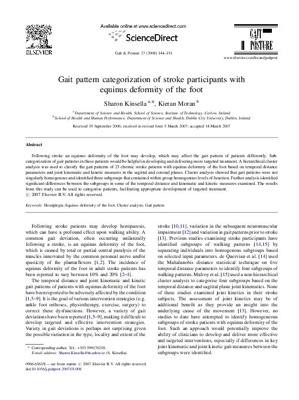 (PDF) Gait pattern categorization of stroke participants with equinus ...