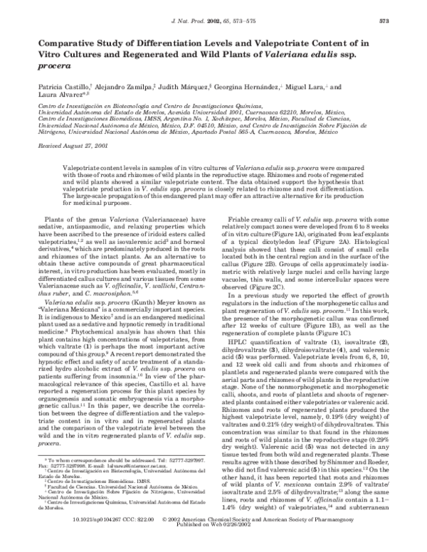 (PDF) Comparative Study of Differentiation Levels and Valepotriate ...