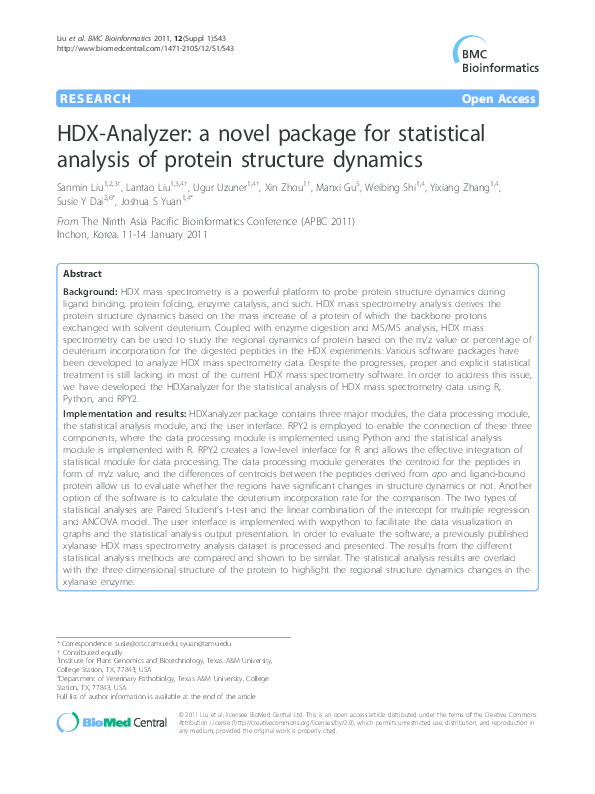 (PDF) HDX-Analyzer: a novel package for statistical analysis of protein ...