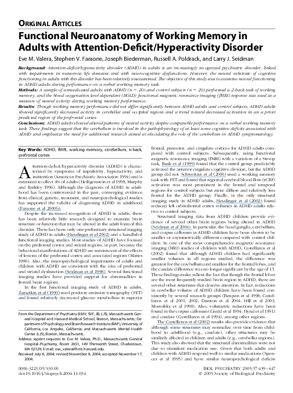 (PDF) Functional neuroanatomy of working memory in adults with ...