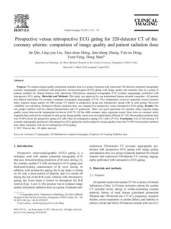 (PDF) Prospective versus retrospective ECG gating for 320-detector CT ...