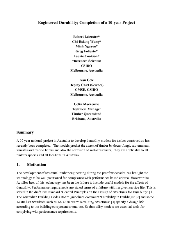 (PDF) Engineered Durability; Completion of a 10-year Project