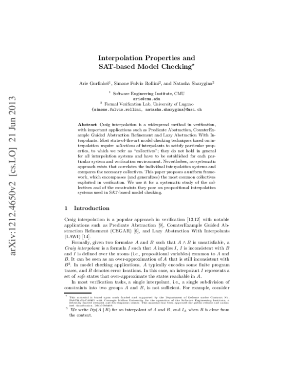 (PDF) Interpolation Properties and SAT-Based Model Checking