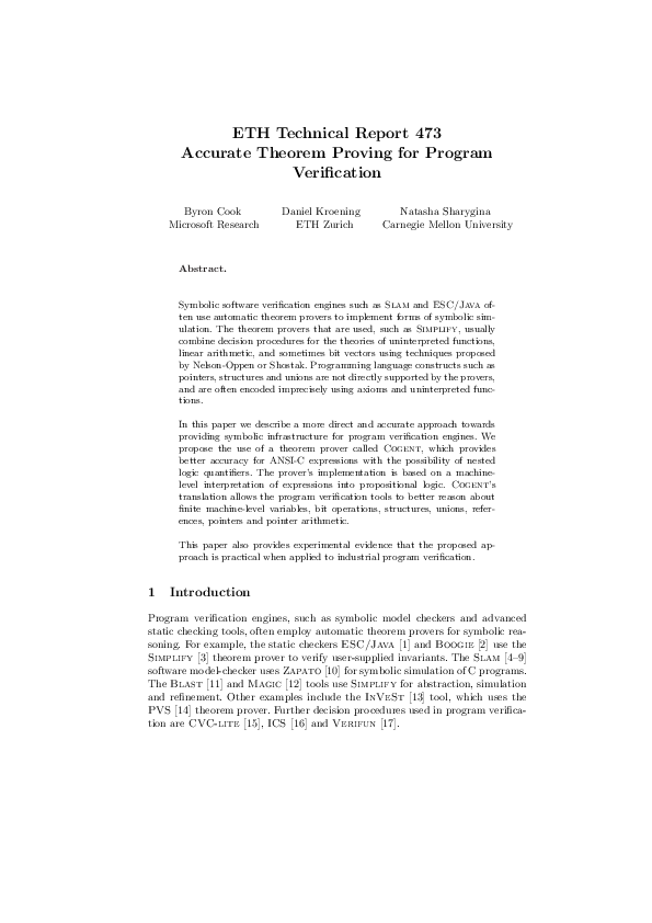 (PDF) Accurate Theorem Proving for Program Verification