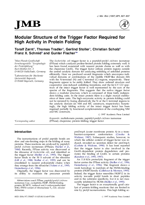Pdf Modular Structure Of The Trigger Factor Required For High