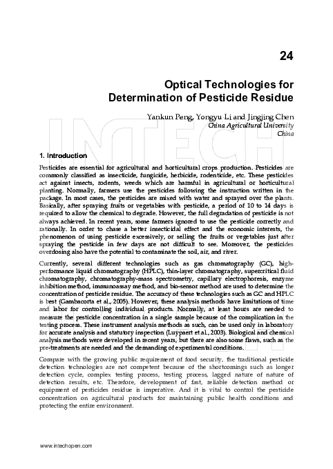 (PDF) Optical Technologies for Determination of Pesticide Residue