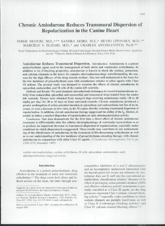 (PDF) Chronic Amiodarone Reduces Transmural Dispersion of ...