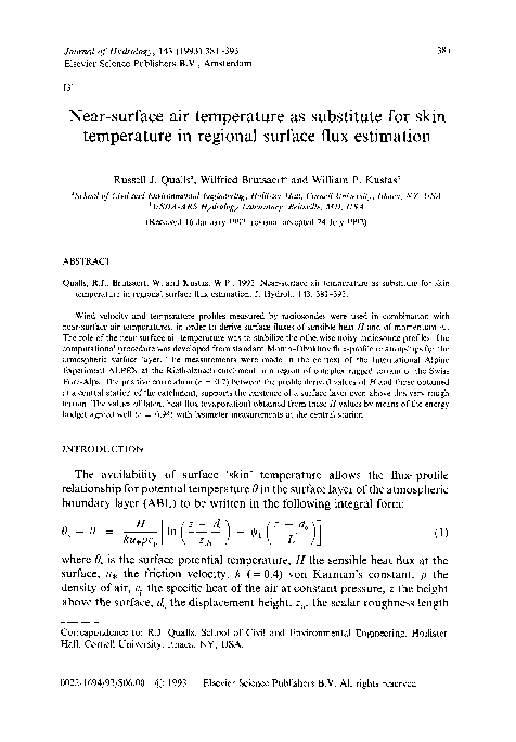 (PDF) Near-surface air temperature as substitute for skin temperature in regional surface flux ...