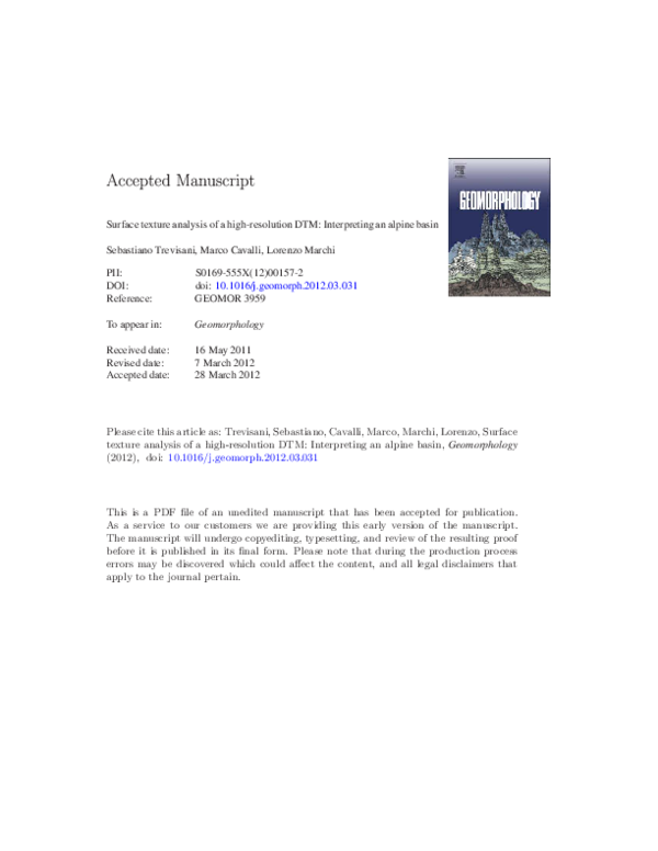 (PDF) Surface texture analysis of a high-resolution DTM: Interpreting ...