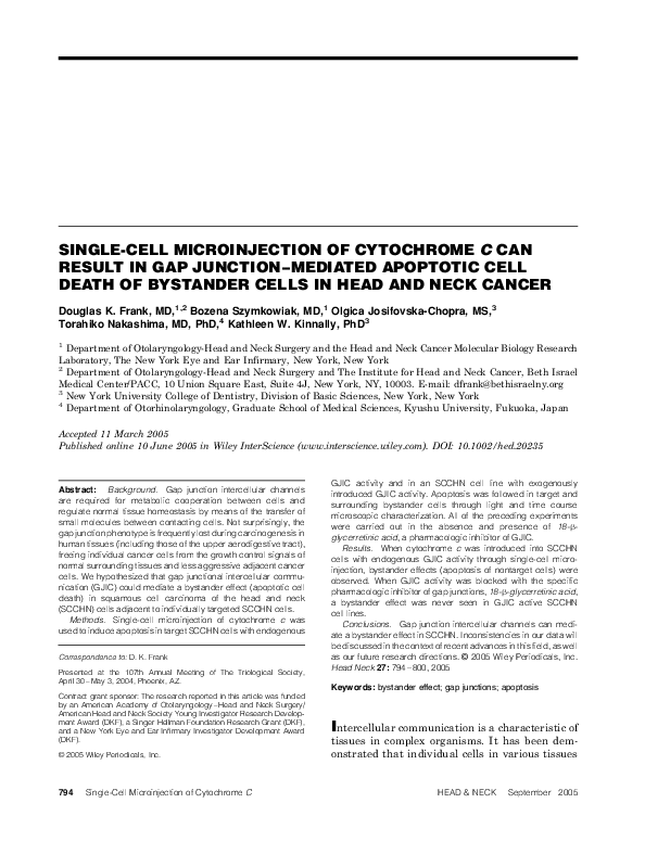 (PDF) Single-cell microinjection of cytochromec can result in gap ...