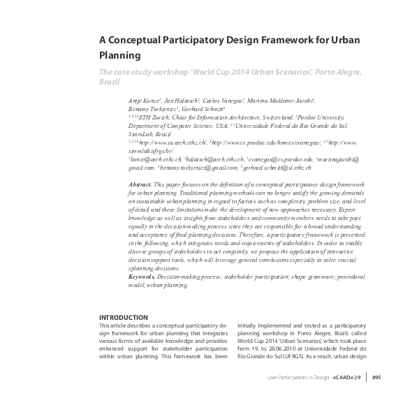 (PDF) A Conceptual Participatory Design Framework for Urban Planning ...