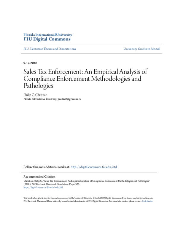 (PDF) Sales tax enforcement: An empirical analysis of compliance ...