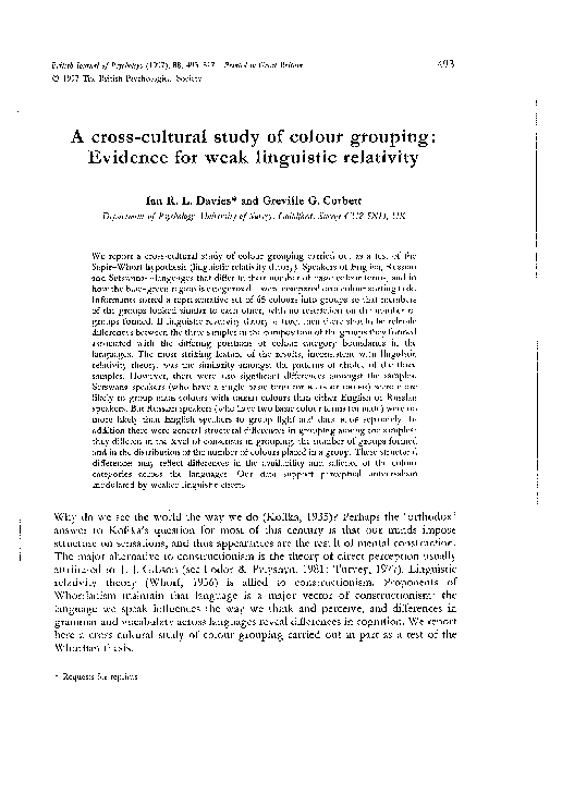 (PDF) A cross‐cultural study of colour grouping: Evidence for weak ...