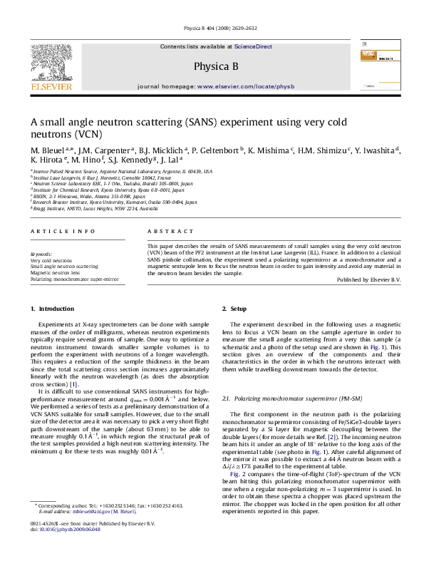 (PDF) A small angle neutron scattering (SANS) experiment using very ...