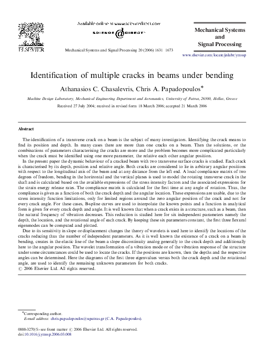 (PDF) Identification of multiple cracks in beams under bending