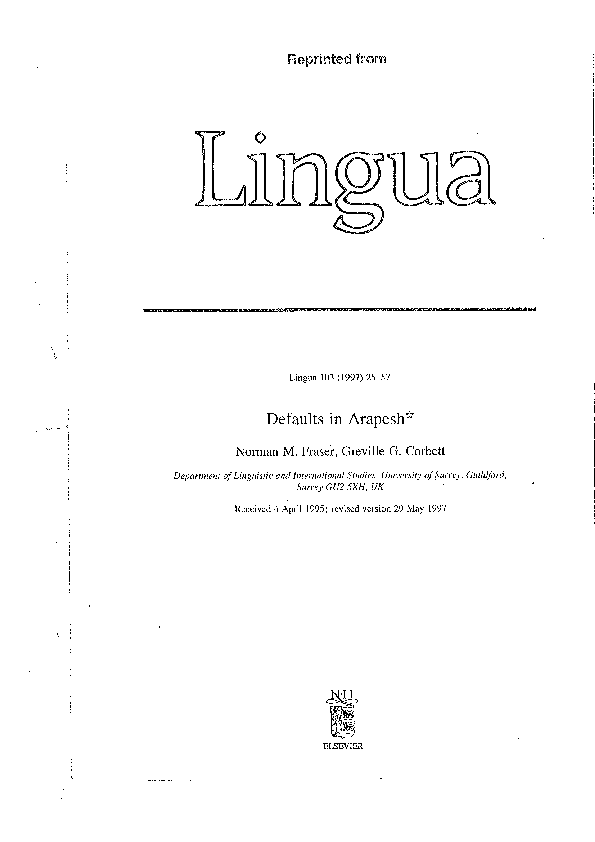 (PDF) Defaults in Arapesh