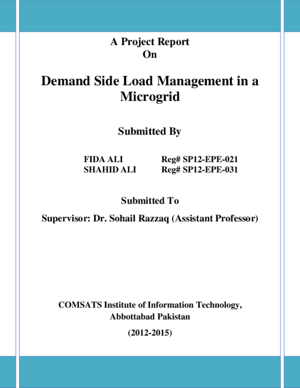 (PDF) A Project Report On Demand Side Load Management in a Microgrid Submitted By Demand Side ...