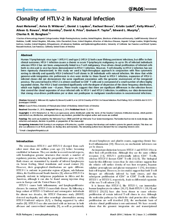 (PDF) Clonality of HTLV-2 in Natural Infection