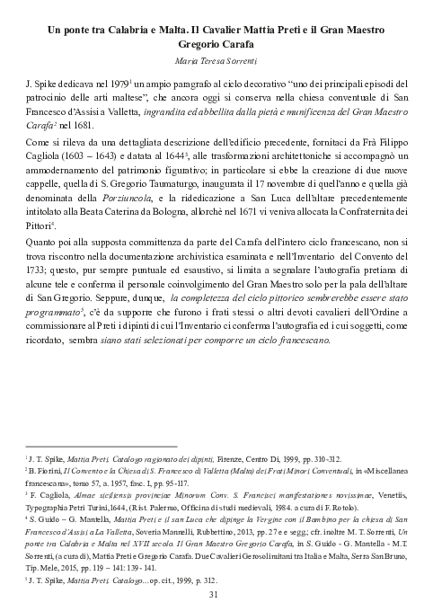 (PDF) Un ponte tra Calabria e Malta. Il Cavalier Mattia Preti e il Gran ...