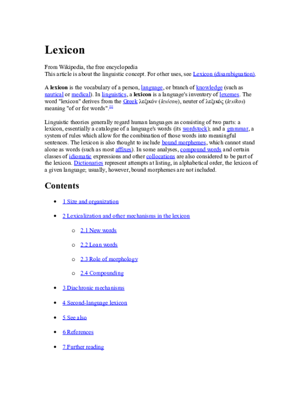 (DOC) Lexicon