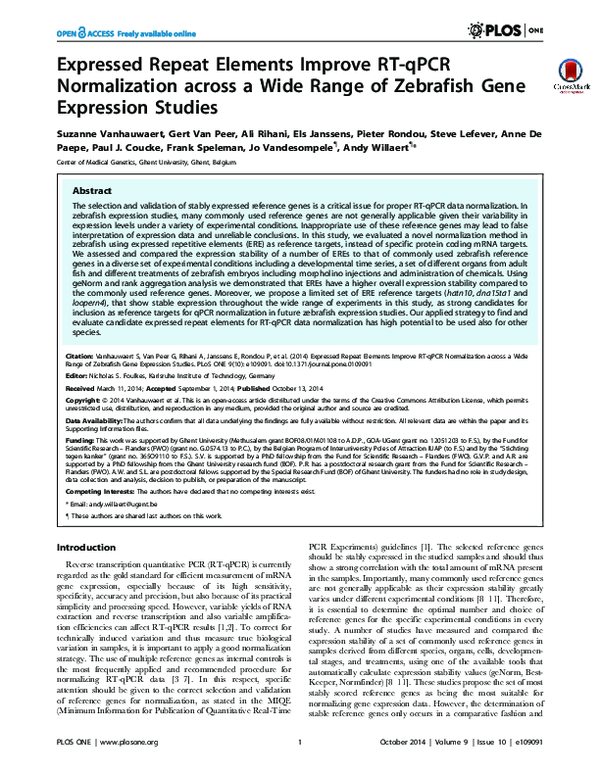 (PDF) Expressed Repeat Elements Improve RT-qPCR Normalization across a ...