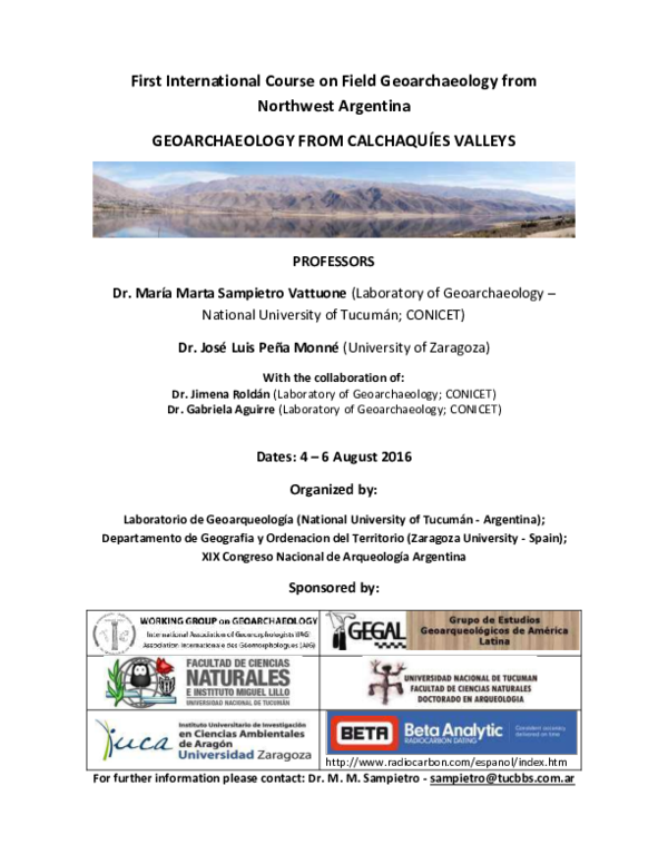 (PDF) 2016 - International Geoarchaeological Field Course