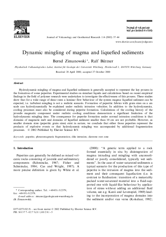 (PDF) Dynamic mingling of magma and liquefied sediments